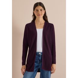 Cecil Damen Cardiganeggplant rot, Gr. L, unifarben, Web, 60% Baumwolle, 40% Viskose, Strickjacken, im soften Baumwoll-Mix