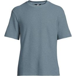 LANDS' END Premium Shirt mit Leinen und Waffelstruktur f&uuml;r Herren, Herren, size: regular, Blau, Leinen/Polyester-Mischung, by Lands' End