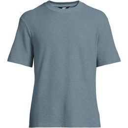 LANDS' END Premium Shirt mit Leinen und Waffelstruktur f&uuml;r Herren, Herren, size: regular, Blau, Leinen/Polyester-Mischung, by Lands' End