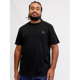 Jack & Jones PlusSize Herren T-Shirt "JJCLEVELAND TEE SS CREW NECK PLS", schwarz, Gr. XXXL, JACK & JONES PLUSSIZE, unifarben, Jersey, Obermaterial: 100% Baumwolle, Shirts,