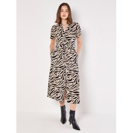 Apricot Damen Midikleid "Zebramuster Hemdblusenkleid", schwarz, Gr. 38, gemustert, gewebt, Obermaterial: 100% Viskose CV., Kleider, mit Seitentaschen