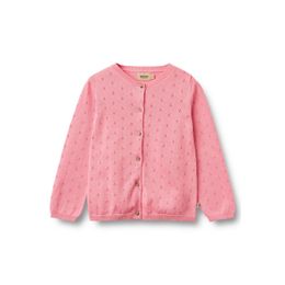 Wheat M&auml;dchen Strickjacke "Wheat Knit Cardigan Maia", pink, Gr. 104, unifarben, 100% Baumwolle (Bio), Strickjacken