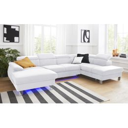 Wohnlandschaft COTTA, B:320cm, wei&szlig;, Microfaser PRIMABELLE (100% Polyester);Kunstleder SOFTLUX;Feinstruktur (100% Polyester);Kunstleder