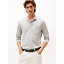 Tommy Hilfiger Herren Langarm-Poloshirt "L/S LIQUID COTTON REG POLO mit Jersey und Markenlabel", grau, Gr. XXXL, Jersey, Obermaterial: 100%