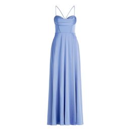 Vera Mont Damen Abendkleid "Damen mit Wasserfallausschnitt", blau, Gr. 38, Satin, Obermaterial: 100% Polyester. Besatz: 100% Polyester. Futter: 100%