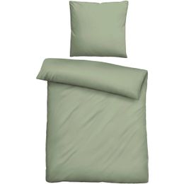Bettw&auml;sche Biberna, gr&uuml;n, Flanell, Obermaterial: 70% Lyocell (TENCEL ), 30% Baumwolle, Bettw&auml;sche, "0490500", Tencel-Flanell, made in Germany,