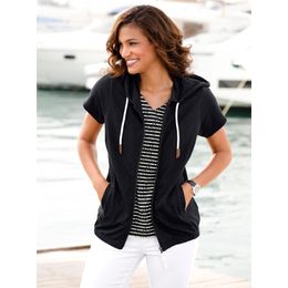 Casual Looks Damen Shirtjacke "Sweatjacke", schwarz, Gr. 48, unifarben, 100% Baumwolle, Shirts