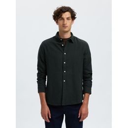 Selected Homme Herren Langarmhemd "SLHREGNOAH BRUSHED TWIST SHIRT LS NOOS", schwarz, Gr. XL, unifarben, Web, Obermaterial: 100% Baumwolle, Hemden