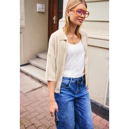 Damen Cardigan, beige, Gr. 40, STREET ONE STUDIO, unifarben, Web, 37% Baumwolle, 34% Polyacryl, 26% Polyester, 3% Elasthan, Strickjacken, aus softem