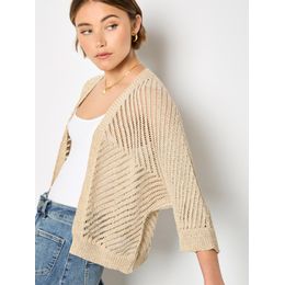 Apricot Damen Cardigan "Goldfarbener, schimmernder Strick-Cardigan", gelb, Gr. 38, uni, Strick, Obermaterial: 79% Viskose CV. 21% metallisierte