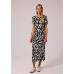 Damen Midikleid, schwarz-wei&szlig;, Gr. 38, STREET ONE STUDIO, Stoff, 85% Viskose, 13% Polyester, 2% Elasthan, Kleider, mit Leo-Muster