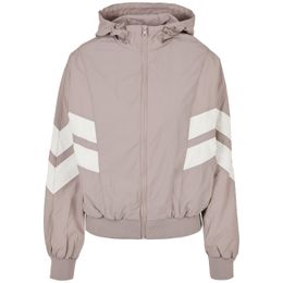 Urban Classics Damen Allwetterjacke "Urban Classics Damen Ladies Crinkle Batwing Jacket", beige, Gr. 4XL, gestreift, 100% Polyamid, M&auml;ntel