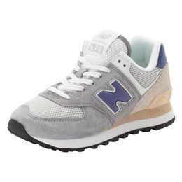 New Balance Damen Sneaker "574", Gr. 38,5, grau, Leder, Textil, mehrfarbig, Schuhe, mit Gummilaufsohle