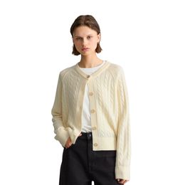 Marc O'Polo Damen Cardigan "aus softem Schurwolle-Mix", beige, Gr. S, MARC O'POLO DENIM, unifarben, Obermaterial: 70% Schurwolle, 30% Polyacryl, Strickjacken
