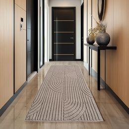 Teppich, B:60cm H:7mm L:110cm, beige, Ayyildiz Teppiche, Wohnzimmer, Teppiche, "HELIX 2201 , auch als L&auml;ufer und Rund erh&auml;ltlich", 3D-Effekt durch