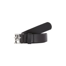 Tommy Hilfiger Damen Lederg&uuml;rtel "TH LOGO 2,5 cm breit", schwarz, Gr. 75, Leder, G&uuml;rtel, mit Monogramm-Schlie&szlig;e