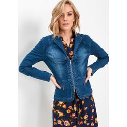 bonprix Damen Jeansjackeblau denim, Gr. 42, Obermaterial: 82% Baumwolle, 17% Polyester, 1% Elasthan, Jacken, aus Baumwollmischung mit Elasthan,