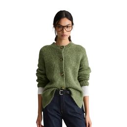 Marc O'Polo Damen Cardigan "aus kuscheligem Schurwolle-Alpaka-Mix"medium gr&uuml;n melange, Gr. XS, MARC O'POLO DENIM, unifarben, Obermaterial: 63% Schurwolle, 16%