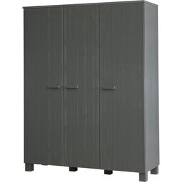 Garderobenschrank Woood, B:158cm H:202cm T:55cm, grau, FSC-zertifizierter Holzwerkstoff, Flur, Schr&auml;nke, "Dennis Mehrzweckschrank mit geb&uuml;rsteter