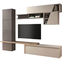 Wohnwand Home Affaire, B:280cm H:202cm T:40cm, beige, Wohnzimmer, Kastenm&ouml;bel-Sets, "Infinity, 9tlg. Breite 280 cm, moderne Mediawand", T-Boden, 4x