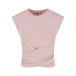 Urban Classics Damen T-Shirt "Urban Classics Ladies Cropped Wrapped Top", rosa, Gr. S, unifarben, 95% Baumwolle, 5% Elasthan, Shirts