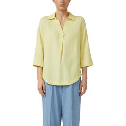 s.Oliver Damen Hemdbluse, gelb, Gr. 42, unifarben, Web, Obermaterial: 52% Leinen, 48% Viskose, Blusen, mit 3/4-&Auml;rmeln