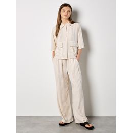 Apricot Damen Hemdbluse "Nadelstreifenhemd aus Leinenmischung", grau, Gr. 34, gewebt, Obermaterial: 93% Viskose CV. 6% Leinen LI. 1% Lyocell CLY.,