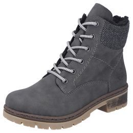 Rieker Damen Winterstiefelette, Gr. 36, grau, Lederimitat, Textil, Schuhe, Schn&uuml;rboots, Stiefelette, Blockabsatz, mit Innen-Rei&szlig;verschluss