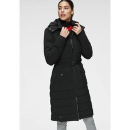 ALPENBLITZ Damen Steppmantel "Oslo long", schwarz, Gr. 48, kontrastfarbene Details, unifarben, Web, Obermaterial: 90% Polyester, 10% Elasthan.