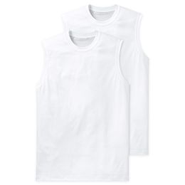 Schiesser Herren Achselhemd "Essentials", Gr. L, wei&szlig;, Single Jersey, Obermaterial: 100% Baumwolle, unifarben, Unterhemden, &auml;rmellos, Doppelpack,