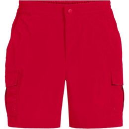 LANDS' END Schnelltrocknende UPF 50 Cargo-Badeshorts f&uuml;r Herren, 18 cm, Herren, size: regular, Rot, Elasthan/Polyester-Mischung, by Lands' End