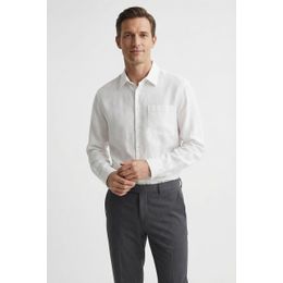 Calvin Klein Herren Leinenhemd "SOLID LINEN CLASSIC", wei&szlig;, Gr. S, unifarben, Web, Obermaterial: 55% Leinen, 45% Viskose, Hemden, Kentkragen, Regular