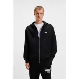 Hugo Herren Kapuzensweatjacke "Nardimez", schwarz, Gr. L, unifarben, Sweatware, Obermaterial: 100% Baumwolle, Sweatjacken, mit Kapuze