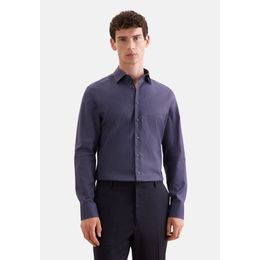 Seidensticker Herren Businesshemd "Schwarze Rose", blau, Gr. 41, bedruckt, 100% Baumwolle, Hemden, Slim 1/1 Kentkragen Druck