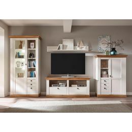 Wohnwand Home Affaire, B:376cm, wei&szlig;, Wohnzimmer, Kastenm&ouml;bel-Sets, "Cremona, Anbauwand im Landhausstil, Komplettset, Wohnzimmer-Set", enth&auml;lt