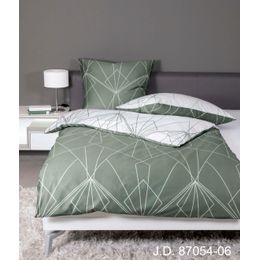 Wendebettw&auml;sche Janine, gr&uuml;n, Mako-Satin, Obermaterial: 100% Baumwolle, Bettw&auml;sche, "J. D. 87054", Bettw&auml;sche aus Baumwolle mit grafischem Muster,