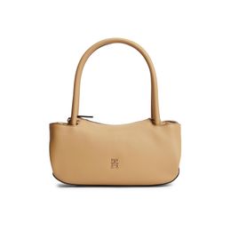 Tommy Hilfiger Damen Henkeltasche "TH LOGOTAPE SHOULDER BAG", beige, Lederimitat, Taschen, Damen Handtasche mit doppeltem Tragegriff