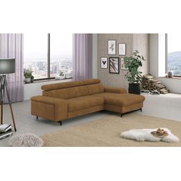 Ecksofa COTTA, B:267cm H:97cm T:165cm, braun, Wohnzimmer, Sofas, "Emma L-Form, B: 267 cm", mit Kopfteilverstellung, optional Schlaffunktion &