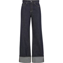 Karl Kani Damen Bequeme Jeans "Karl Kani Signature Rinsed Straight Leg Denim Pants", blau, Gr. 28, unifarben, 100% Baumwolle, Jeans