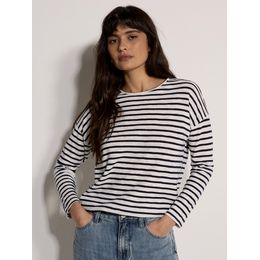 Apricot Damen T-Shirt "Weiches Jersey-Oberteil", wei&szlig;, Gr. 36, gestreift, Strick, Obermaterial: 65% Baumwolle CO. 35% Polyester PES., Tops