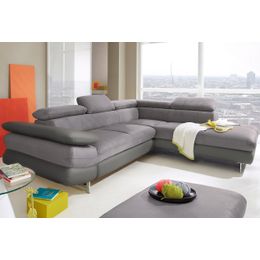 Ecksofa COTTA, B:262cm H:73cm T:228cm, grau, Wohnzimmer, Sofas, "Solution L-Form, Design Sofa, bequeme Wellenunterfederung, Design Fu&szlig;", mit Arm- &