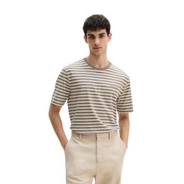 Marc O'Polo MARC O'POLO Herren T-Shirt, beige, Gr. S, geringelt, Single Jersey, Obermaterial: 100% Baumwolle, Shirts, regular fit aus reiner Bio-Baumwolle