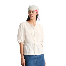 Marc O'Polo Damen Kurzarmbluse "aus Baumwoll-Popeline", wei&szlig;, Gr. L, MARC O'POLO DENIM, unifarben, Obermaterial: 100% Baumwolle, Blusen