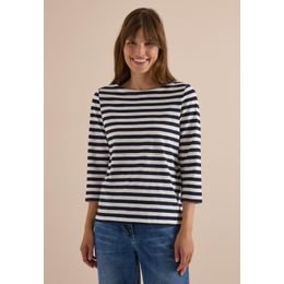 Cecil Damen 3/4-Arm-Shirtvanillewei&szlig;, Gr. XL, gestreift, Web, 100% Baumwolle, Shirts, aus reiner Baumwolle