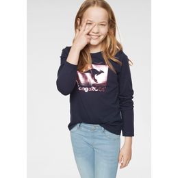 Kangaroos M&auml;dchen Langarmshirt, blau, Gr. 164, bedruckt, Jersey, Obermaterial: 100% Baumwolle, Shirts, taillierter Schnitt, stylischer Print,
