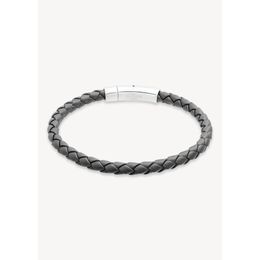 s.Oliver Herren Armband, 22cm, Edelstahl Lederedelstahlfarben, grau, Edelstahl, Leder, Armb&auml;nder