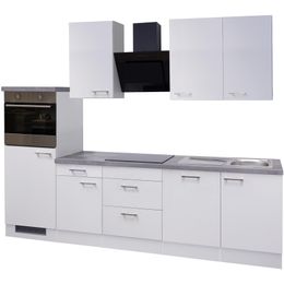 K&uuml;chenzeile Flex-Well, B:280cm T:60cm, grau, Komplettk&uuml;chen-Sets, "Kopenhagen", wahlweise mit E-Ger&auml;ten, Gesamtbreite 280 cm