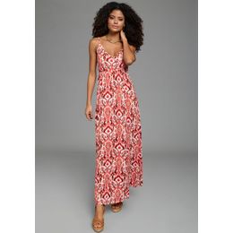 Laura Scott Damen Sommerkleid, bunt, Gr. 44, gemustert, Jersey, Obermaterial: 95% Viskose, 5% Elasthan, Kleider, mit Spaghetti-Tr&auml;gern, aus Viskose