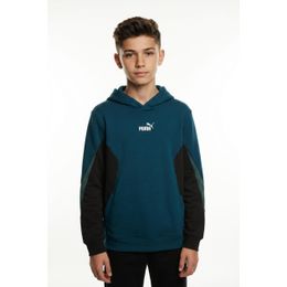 Puma Jungen Kapuzensweatshirt "ESS BLOCK HOODIE FL B", blau, Gr. 152, Fleece, Obermaterial: 66% Baumwolle, 34% Polyester. Kapuzenfutter: 100%