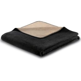 Wohndecke Biederlack, B:150cm L:200cm, schwarz, Baumwolle, Polyacryl, Polyester, Wohndecken, "Doubleface", mit geketteltem Zierstich